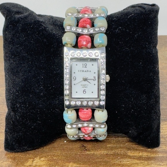 Strada | Accessories | Strada Silver Tone Cuff Bracelet Quartz Womens ...